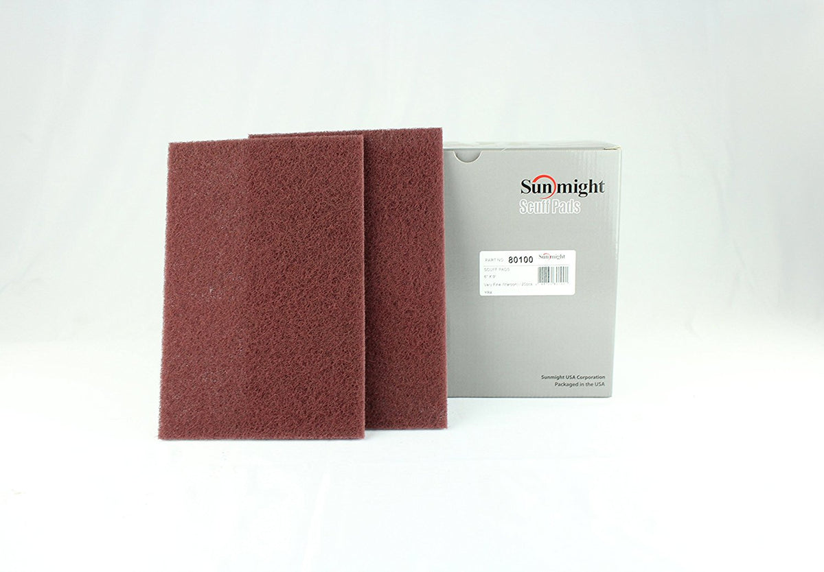 SCUFF PAD 6x9 MAROON VERY FINE (20PCS) EQUIV 7447 – PLUS PBE DISTRIBUTORS