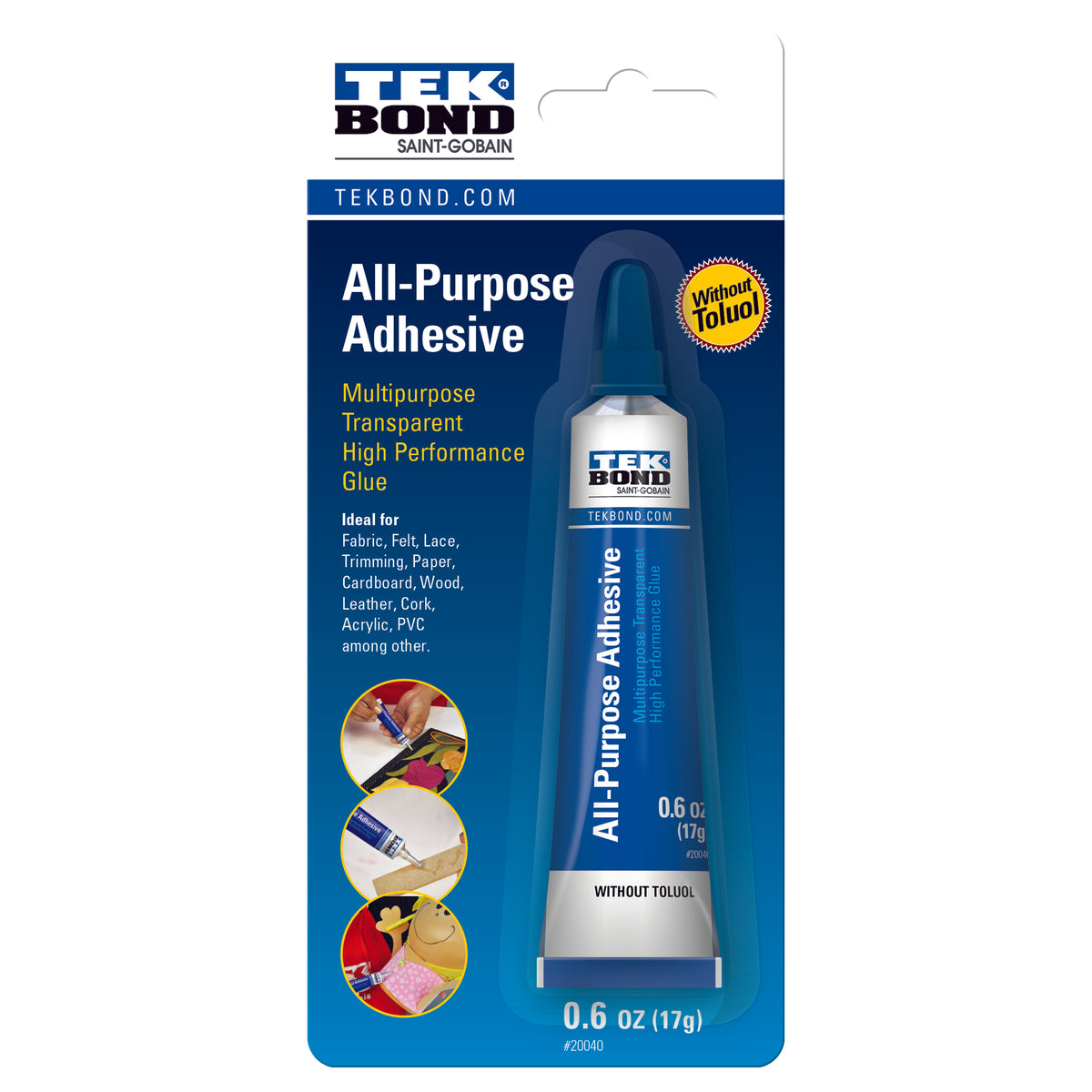 TEKBOND ALL PURPOSE CLEAR ADHESIVE/GLUE FLEXIBLE .6oz – PLUS PBE ...